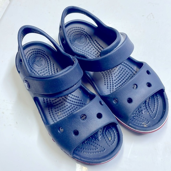 CROCS | Shoes | Kids Navy Blue Crocs Sandals Velcro Summer Shoe | Poshmark